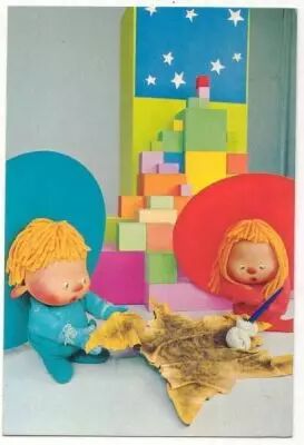 Chapi Chapo - Carparu Postal Card (1978) - Chapi Chapo cleaning