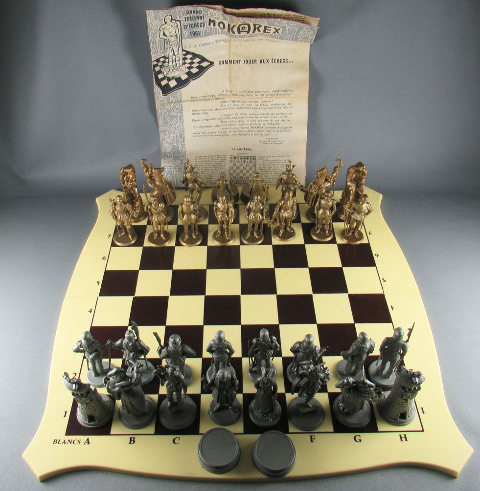 Mokarex Chess Games Complete Set 32 Pieces Chessboard Rules Sheet