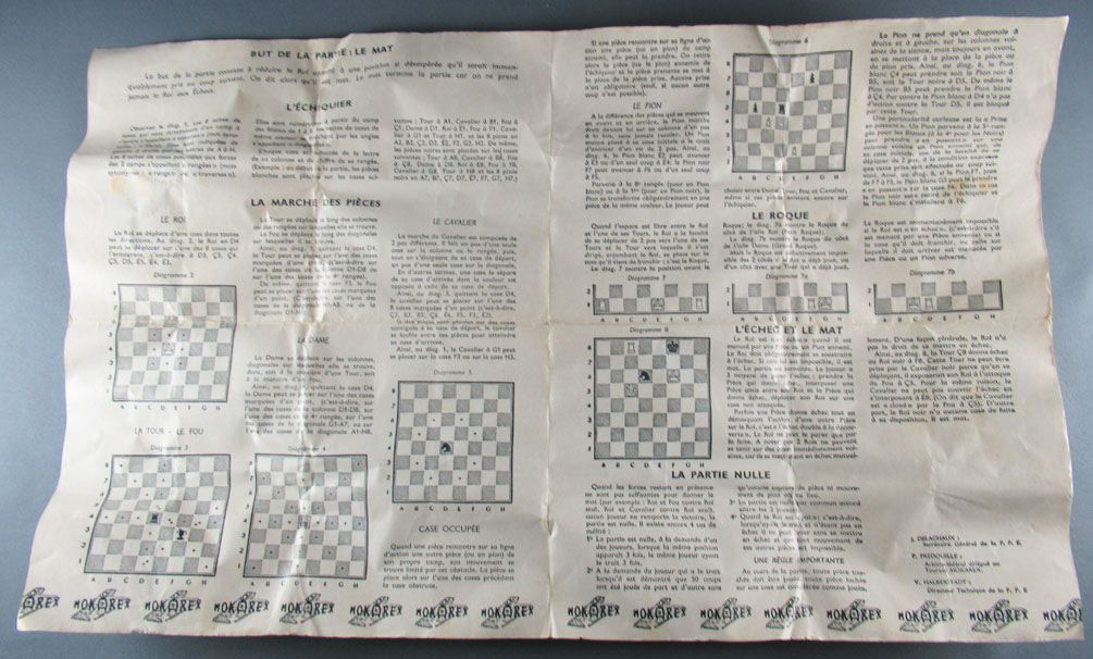 Mokarex Chess Games Complete Set 32 Pieces Chessboard Rules Sheet