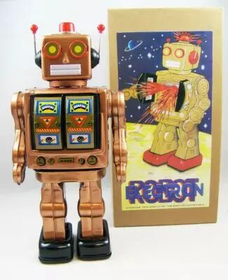 Robot - Battery Operated Tin Robot - Electron Robot (copper)