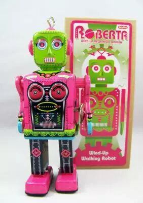 Robot - Battery Operated Tin Robot - Electron Robot (golden) ME100